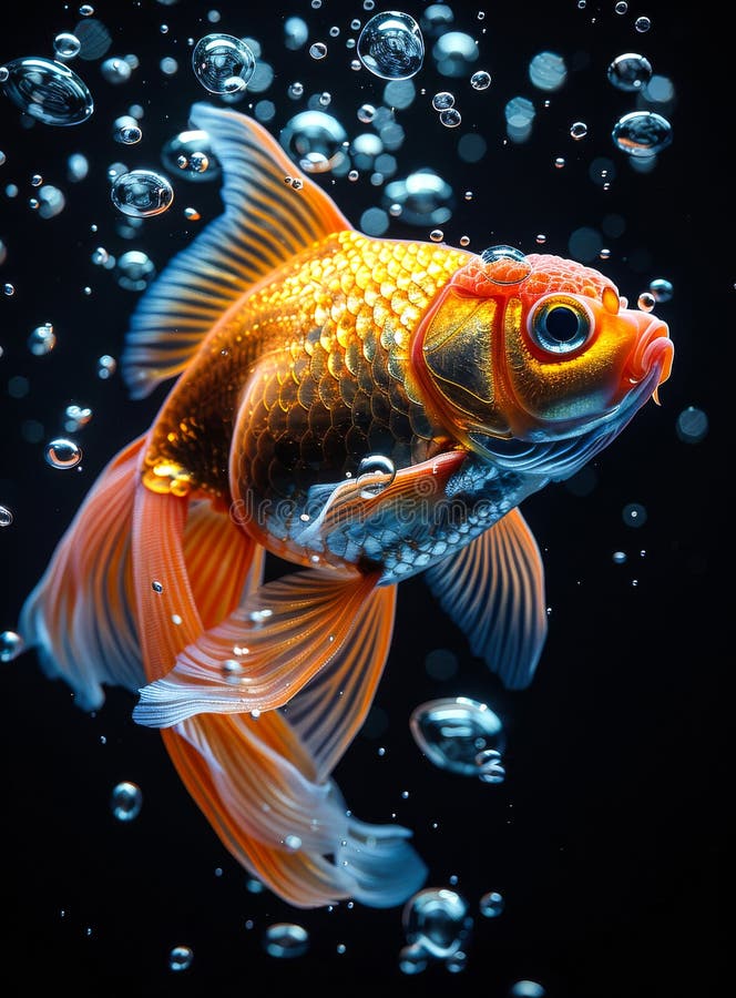 Goldfish in the Water. the Goldfish in the Fish Bowl is Swimming Stock ...