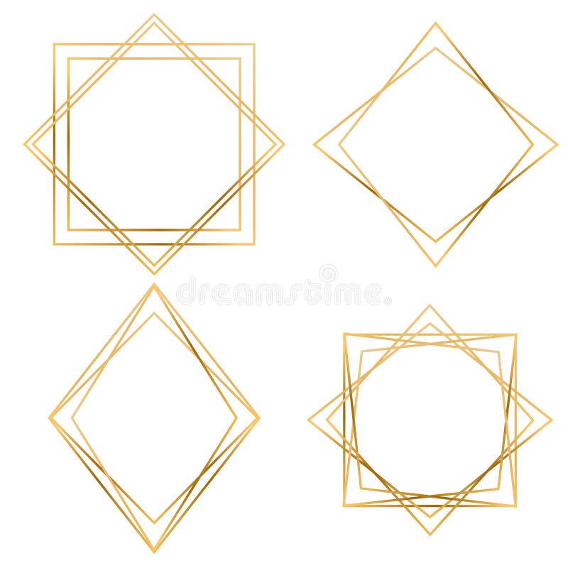 Gold Geometric Polygonal Frames Stock Vector - Illustration of frame ...