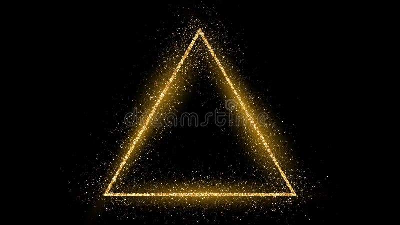 Golden Triangle Frame with Glitter, Sparkles and Flares on Dark ...
