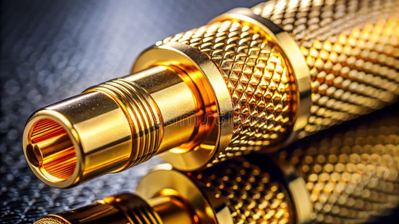 GoldPlated Cable Jack Adapter Macro CloseUp Showcase of Superior Data ...