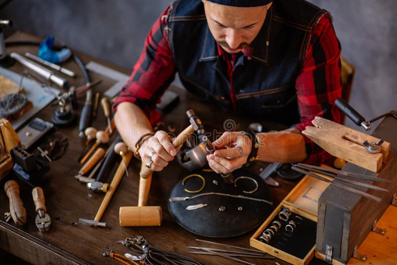 Goldsmith Making a Ring for a Client Stock Image - Image of fashion ...