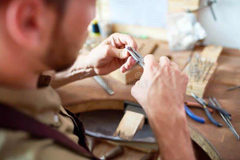 Goldsmith Making Ring stock image. Image of business - 100648405