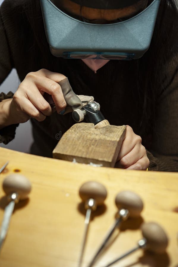 Goldsmith at Work in His Workshop. Stock Image - Image of process ...