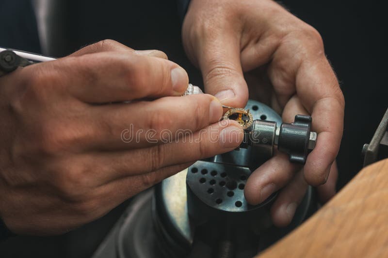 Goldsmith at work stock photo. Image of bracelet, diamond - 283981444