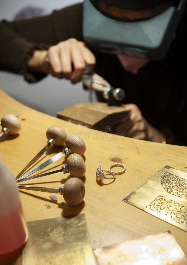 Goldsmith at Work in His Workshop. Stock Photo - Image of desk, manual ...