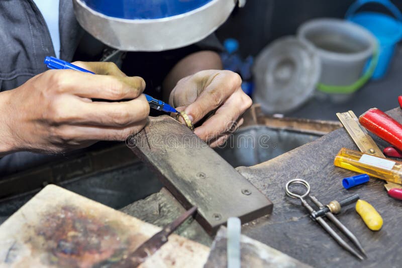 Goldsmith at Work with Traditional Tools Stock Image - Image of jewelry ...