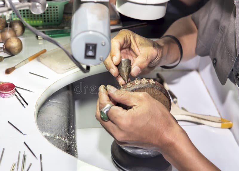 Goldsmith at Work with Traditional Tools Stock Photo - Image of ...