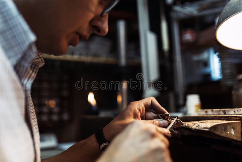 Goldsmith working stock photo. Image of goldsmith, craft - 62442790