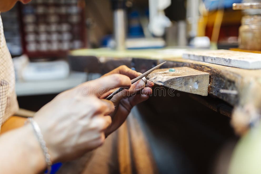 Goldsmith working stock photo. Image of goldsmith, factory - 99505626