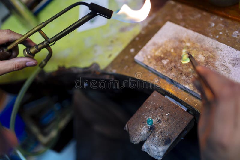 Goldsmith Working on a Ring Stock Photo - Image of jeweler, annealing ...