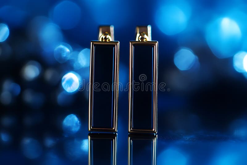 Goldtrimmed Rectangle Shape Items Black Inlaid, Shiny Surface, Bokehlit ...