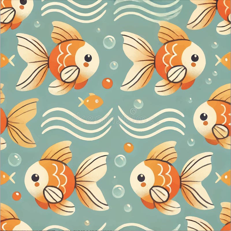 Goldy Goldfish Design Print in Vector Stock Vector - Illustration of ...