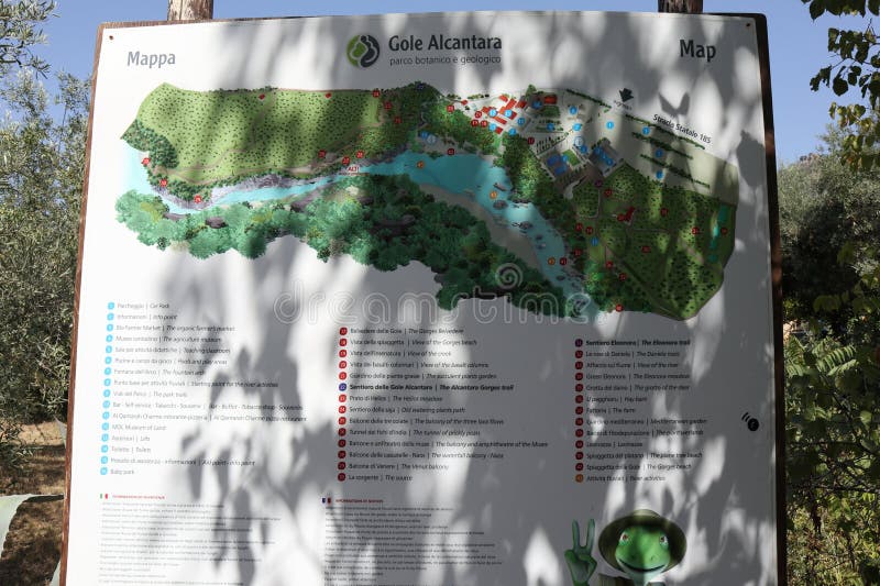 Gole Dell Alcantara - Mappa Del Parco Editorial Stock Photo - Image of ...