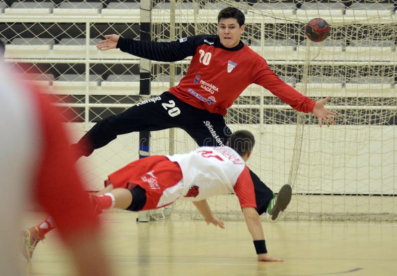 Goleiros do handball fotografia editorial. Imagem de campeonato - 67052637