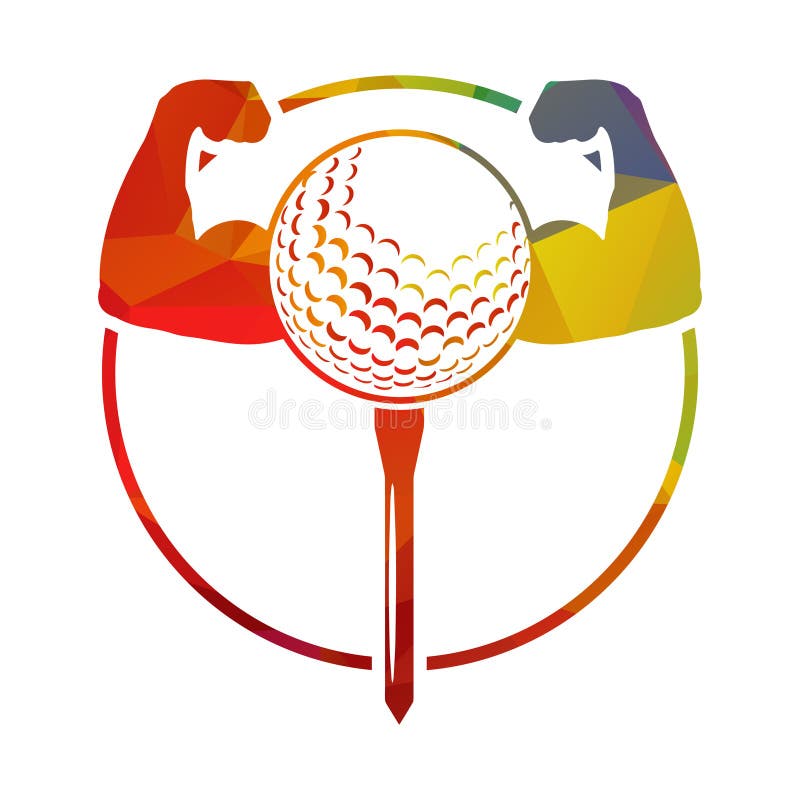 Golf Ball and Body Biceps Inside a Shape of Ring Vector Illustration ...
