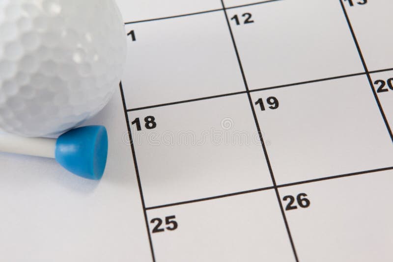Golf ball by calender date stock image. Image of high - 93241485