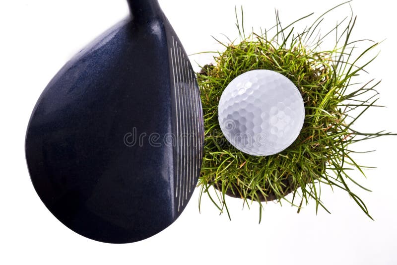 Golf Ball on Clod of Grass stock image. Image of sphere - 51905689