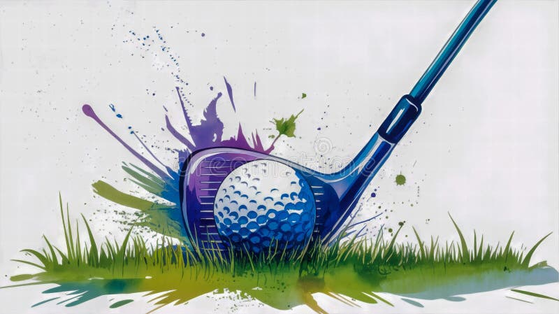 Golf Ball and Club with Dynamic Color Splash Stock Photo - Image of golf, dynamic: 351708816