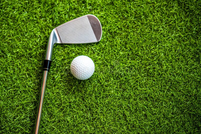 Golf Ball and Golf Club on the Green Lawn Stock Image - Image of game ...