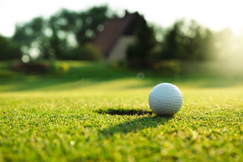 Golf Ball and Clubs in Golf Field Stock Photo - Image of activity ...