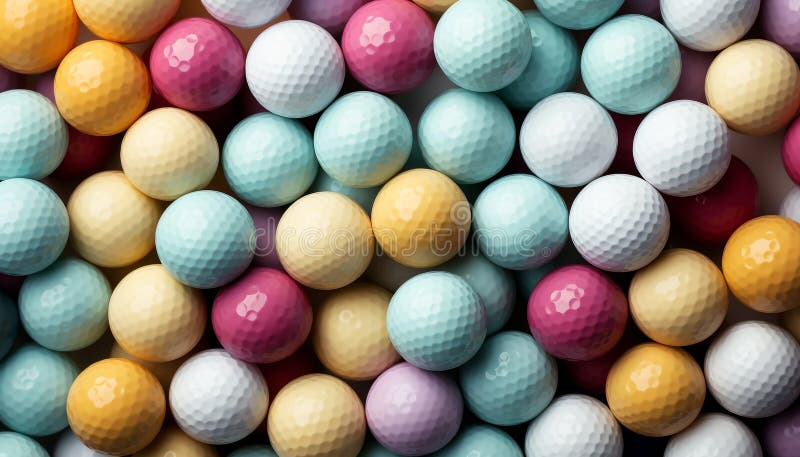 Golf Ball Collection, Colorful Spheres on Shiny Green Backdrop ...
