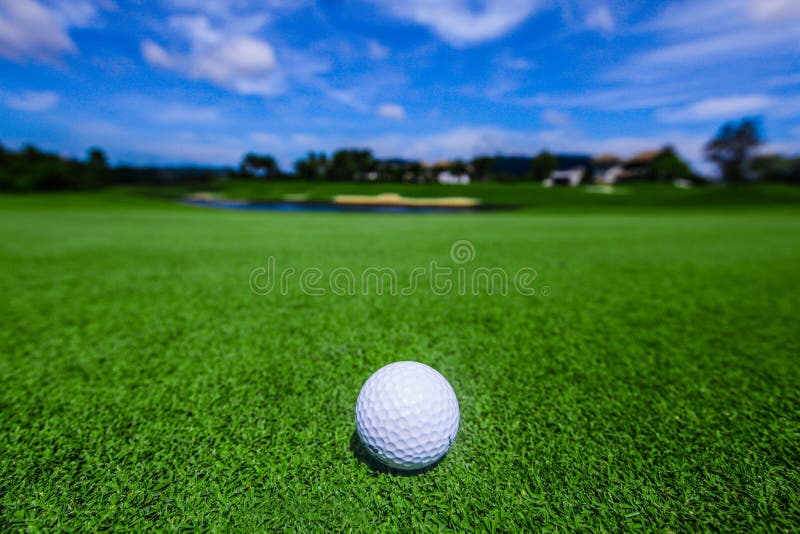 Golf ball on course stock image. Image of background - 211845877