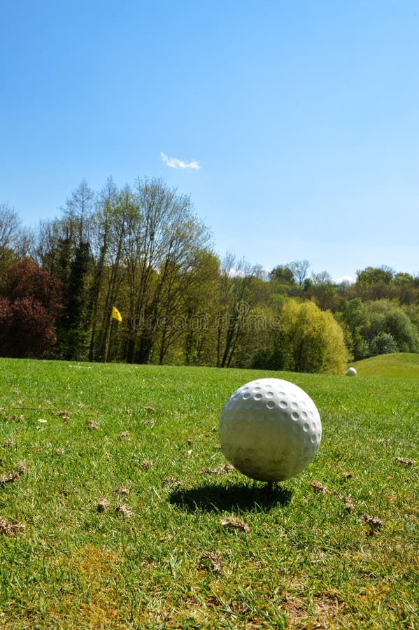 Golf ball on a golf course stock image. Image of rough - 155210763