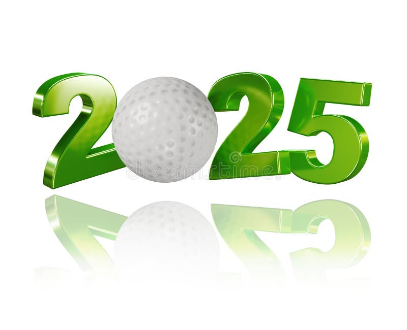 Golf Ball 2025 Design on White Stock Image - Illustration of rendering ...