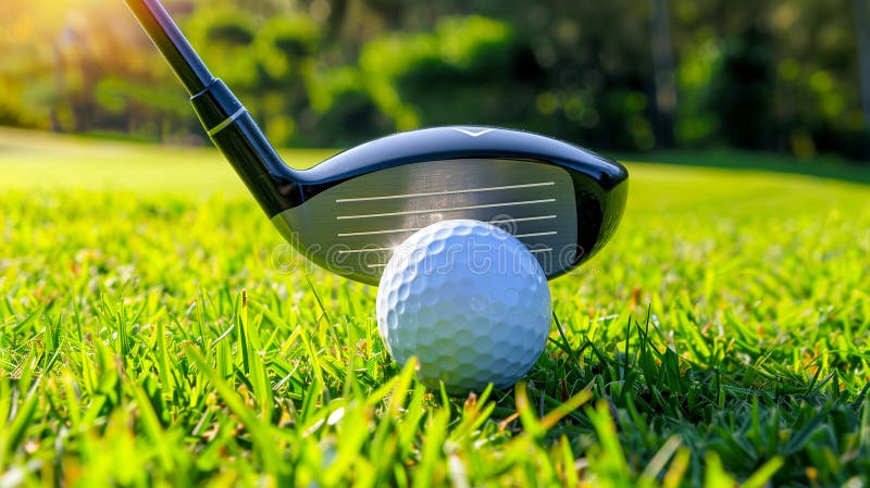 Golf Ball and Driver Club on Grass Stock Illustration - Illustration of ...