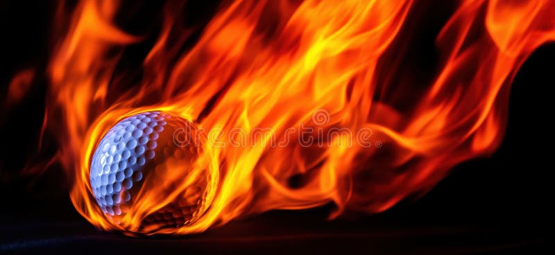 Golf Ball Engulfed in Flames, Dynamic Motion, Intense Heat, Dramatic ...