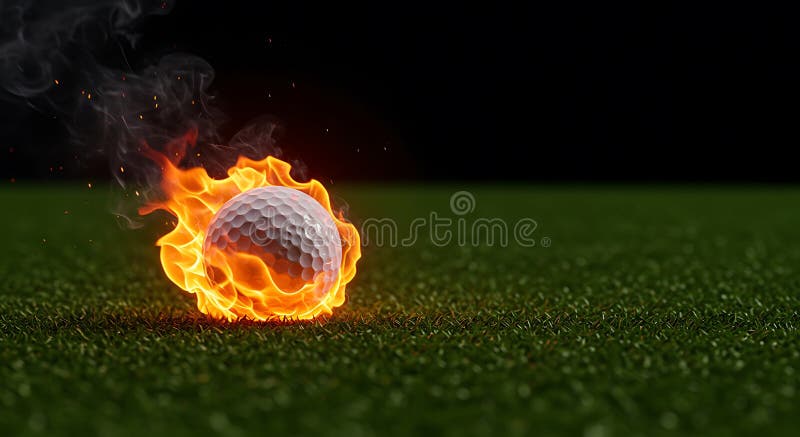 A Golf Ball Engulfed in Flames on a Green Field - Generated Using Ai ...