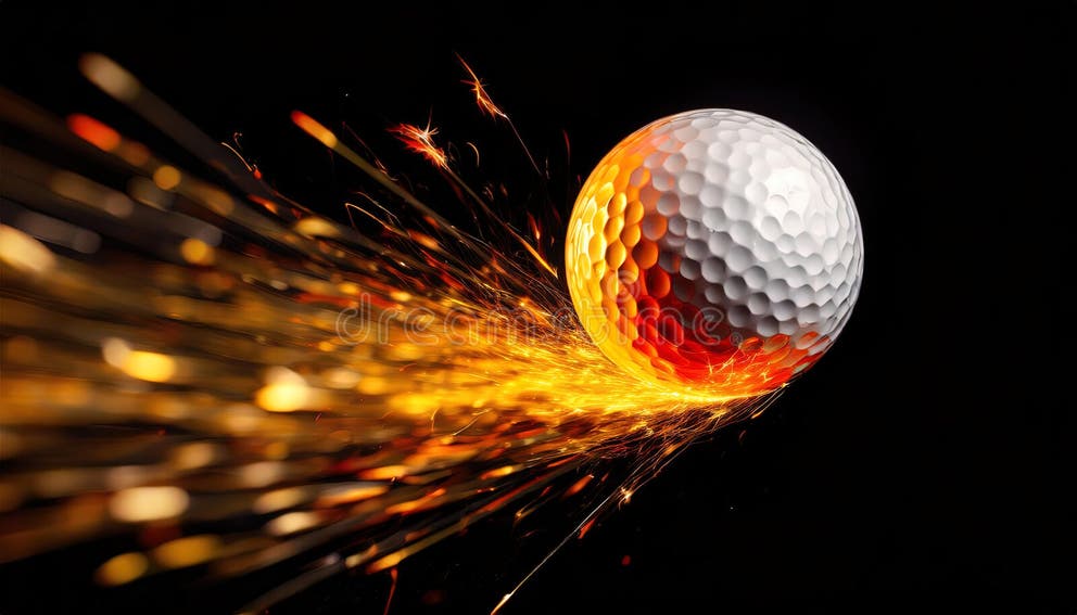 Golf Ball with Fire Effect and Sparks Stock Illustration - Illustration ...