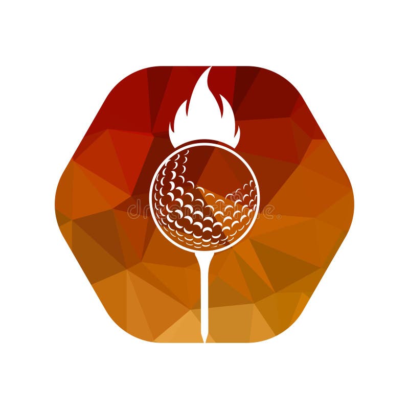 Golf Ball with Fire Icon Inside a Shape of Hexagon Vector Illustration ...