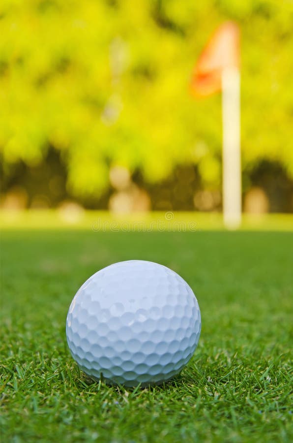 Golf ball and flag stock photo. Image of copyspace, green - 1011352