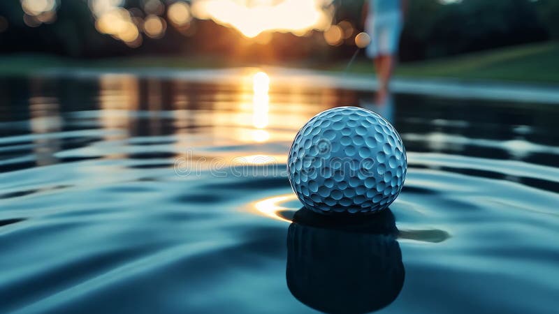 A Golf Ball Floating on a Still Water Surface, Creating a Reflection ...