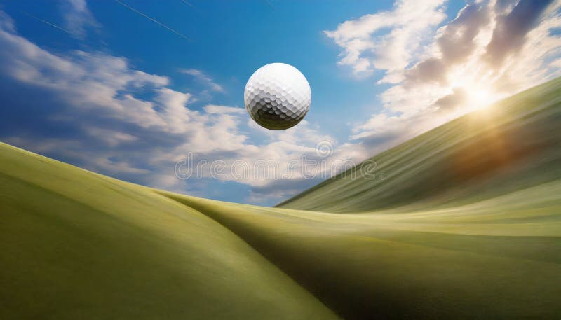 Golf Ball Flying Over the Field Stock Illustration - Illustration of ...