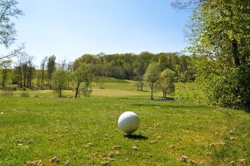 Golf ball on a golf course stock image. Image of approach - 155211593