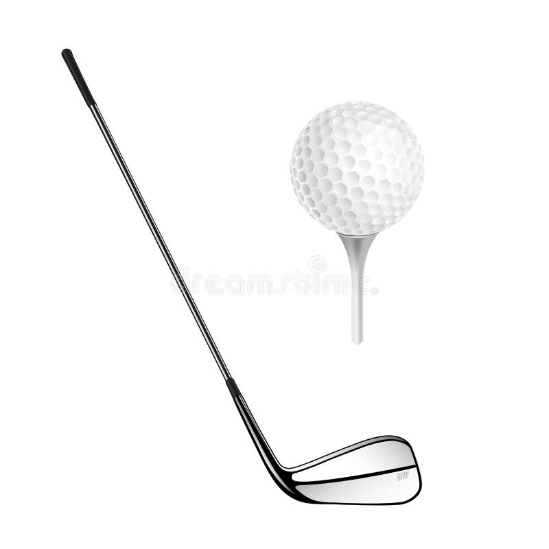 Golf Ball and Golf Stick on the White. Stock Vector - Illustration of ...