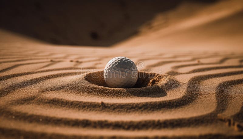 Golf Ball on Grass, Sand Trap Nearby Generated by AI Stock Illustration ...