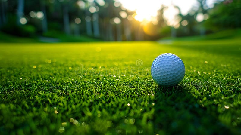 A Golf Ball on the Grass with the Sun Shining Stock Photo - Image of ...