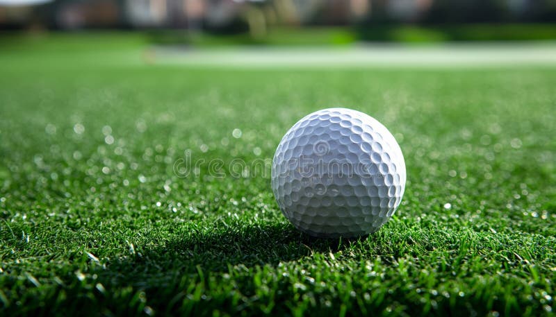 Golf Ball on Grass with Sunlight Casting Shadow Stock Photo - Image of ...