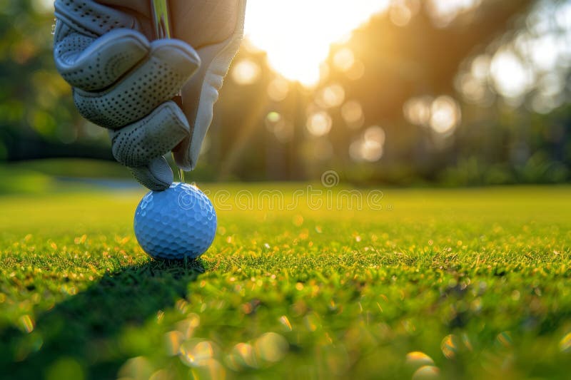 Golf ball on the green stock image. Image of string - 313451501