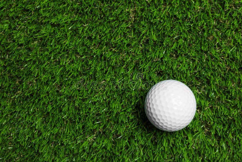 Golf Ball on Green Artificial Grass, Top View Stock Image - Image of ...