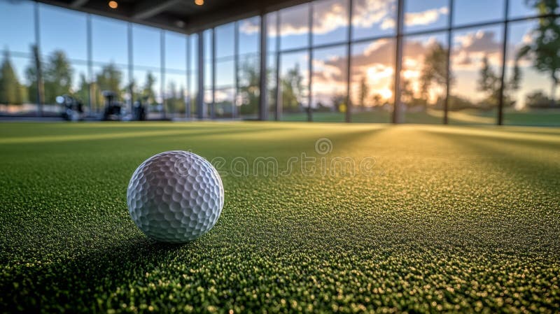 Golf Ball on Green Putting Green at Sunset Stock Illustration ...