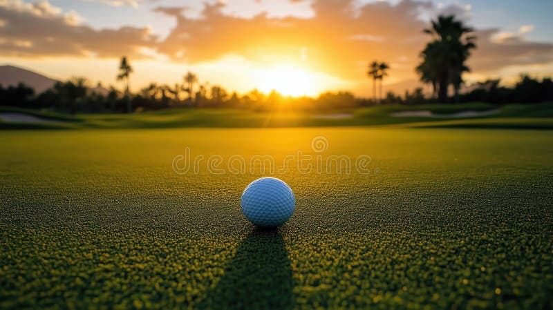 Golf Ball Putting Green Sunset Casting Shadow Stock Photos - Free ...