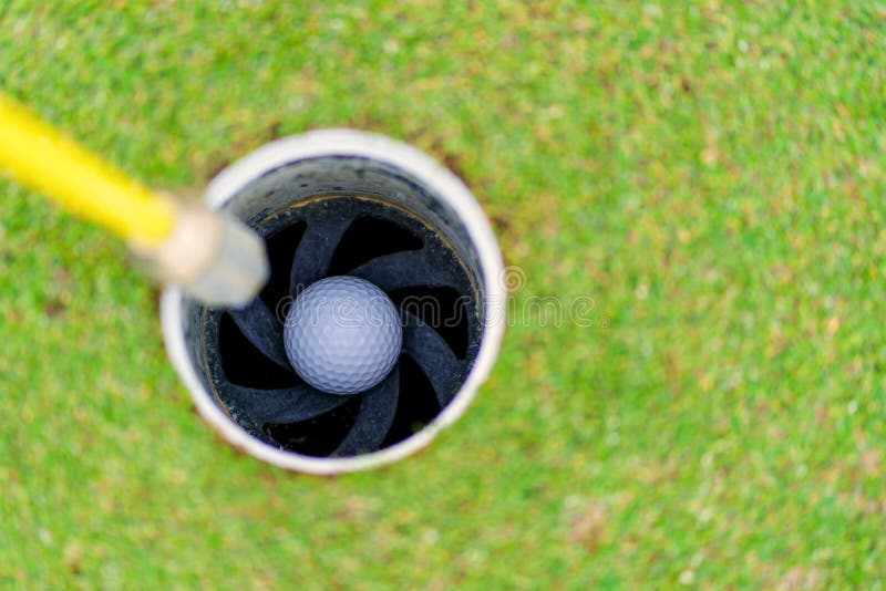 Golf Ball in Hole of Cup at Golf Court Stock Image - Image of hobby ...