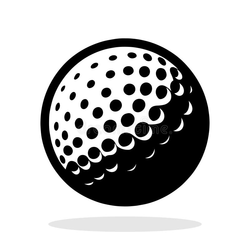 Golf Ball Icon. Black and White Golf Ball Icon Isolated on White Stock ...