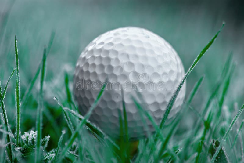 Golf ball on icy grass stock photo. Image of lost, ball - 272114980