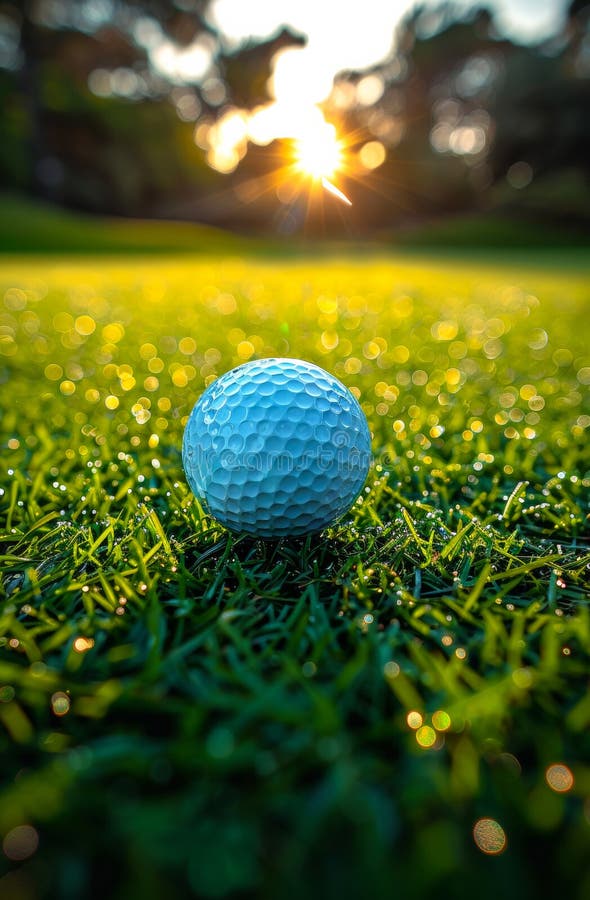 Golf Ball on the Lawn in Beautiful Golf Course with Morning Sunshine ...