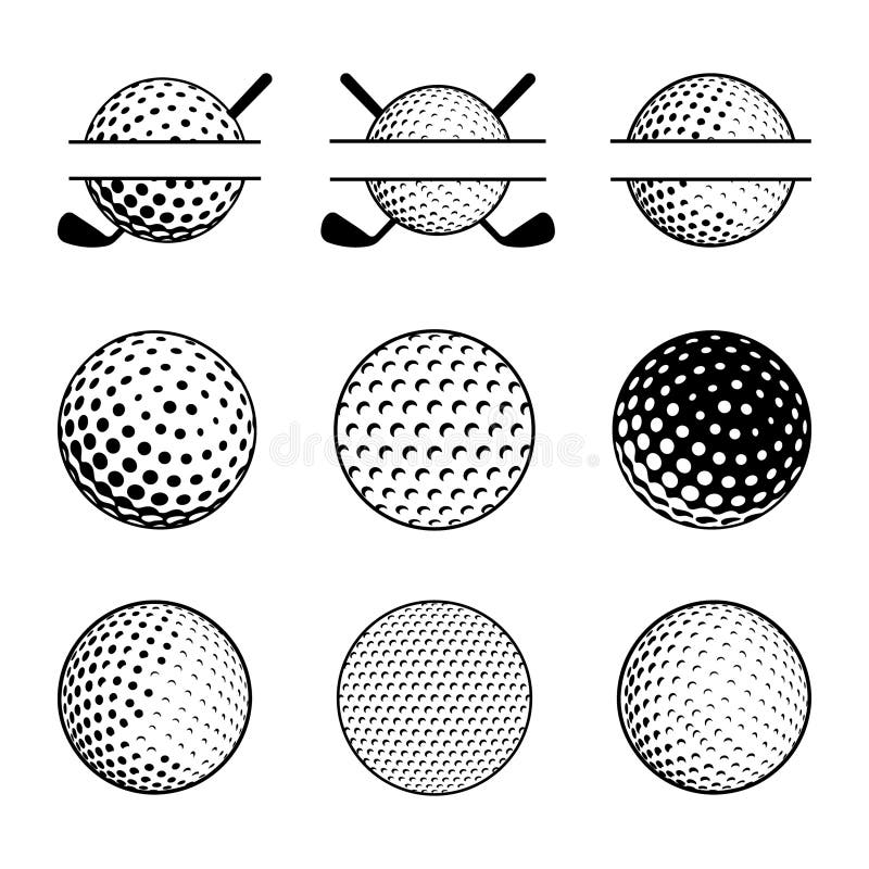 Golf Ball Monogram Logos Icons Set Vector Silhouette Illustration Stock ...